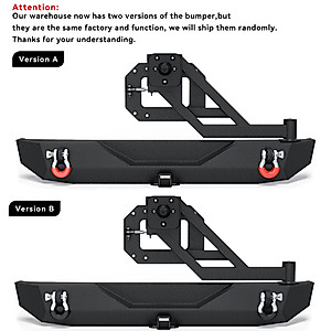 YITAMOTOR Rear Bumper with Tire Carrier Compatible for 2018-2024 Jeep Wrangler JL & Unlimited JLU (2/4 Doors), Full Width Back Bumper w/ 2" Hitch Receiver & D-Rings