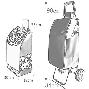 Shopping Trolley on Wheels Multi Function Shopping Cart Folding Trolley Large Capacity Light Weight Wheeled Trolley Push Cart Bag with 2 Wheels Storage Hand Trucks,Black ,