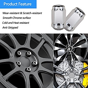 NPAUTO Chrome Wheel Lug Nuts 1/2 x 20, 1.38" 3/4" Hex Conical Replacement for Ford Mustang Edge Ranger Flex Explorer E-150 Crown Victoria, Dodge Ram 1500, Pack of 20