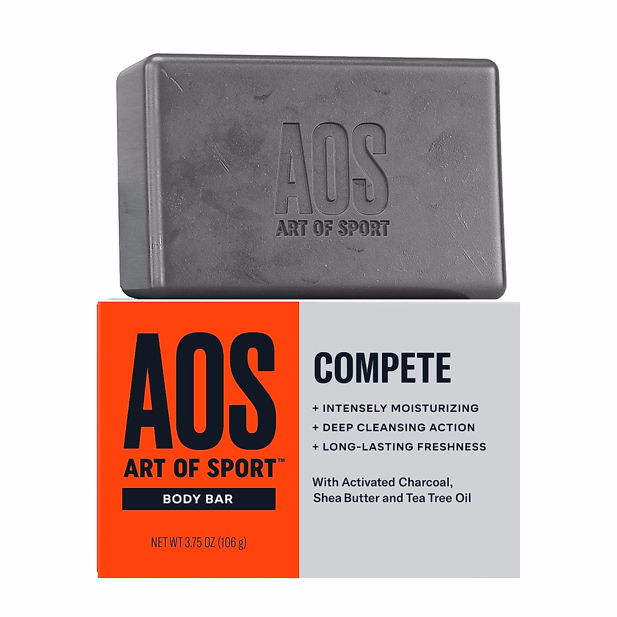 Art of Sport Body Bar Soap (2-Pack), Compete Scent, with Activated Charcoal, Tea Tree Oil, and Shea Butter, 3.75 oz