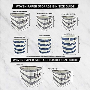 DII Woven Paper Storage Bin, Diamond Basketweave, Gray/White, Large