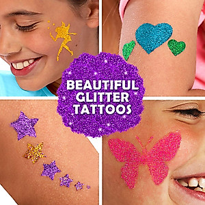 Original Stationery Glitter Tattoo Studio, Sparkly And Colorful Temporary Tattoos For Kids, Fabulous Toys for Girls and Great Birthday Gift Idea