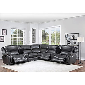 Steve Silver Denver 7 Piece Charcoal Leather Power Reclining Sectional