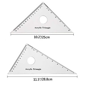 Coopay Large Triangle Ruler Set Square, 30/60 and 45/90 Degrees, Circular Hollow