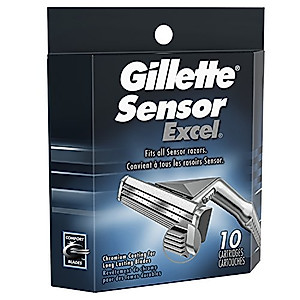 Gillette Sensor Excel Men's Razor Blade Refills, 10 Count