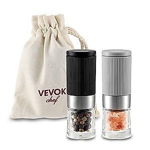 Mini Salt and Pepper Grinder Set, Small Tiny Adjustable Coarseness Ceramic Salt Grinder with Funnel and Bag Portable Handy Spice Pepper Mill Shaker For Outdoor Party Lunch Bag Kitchen Chef Gifts