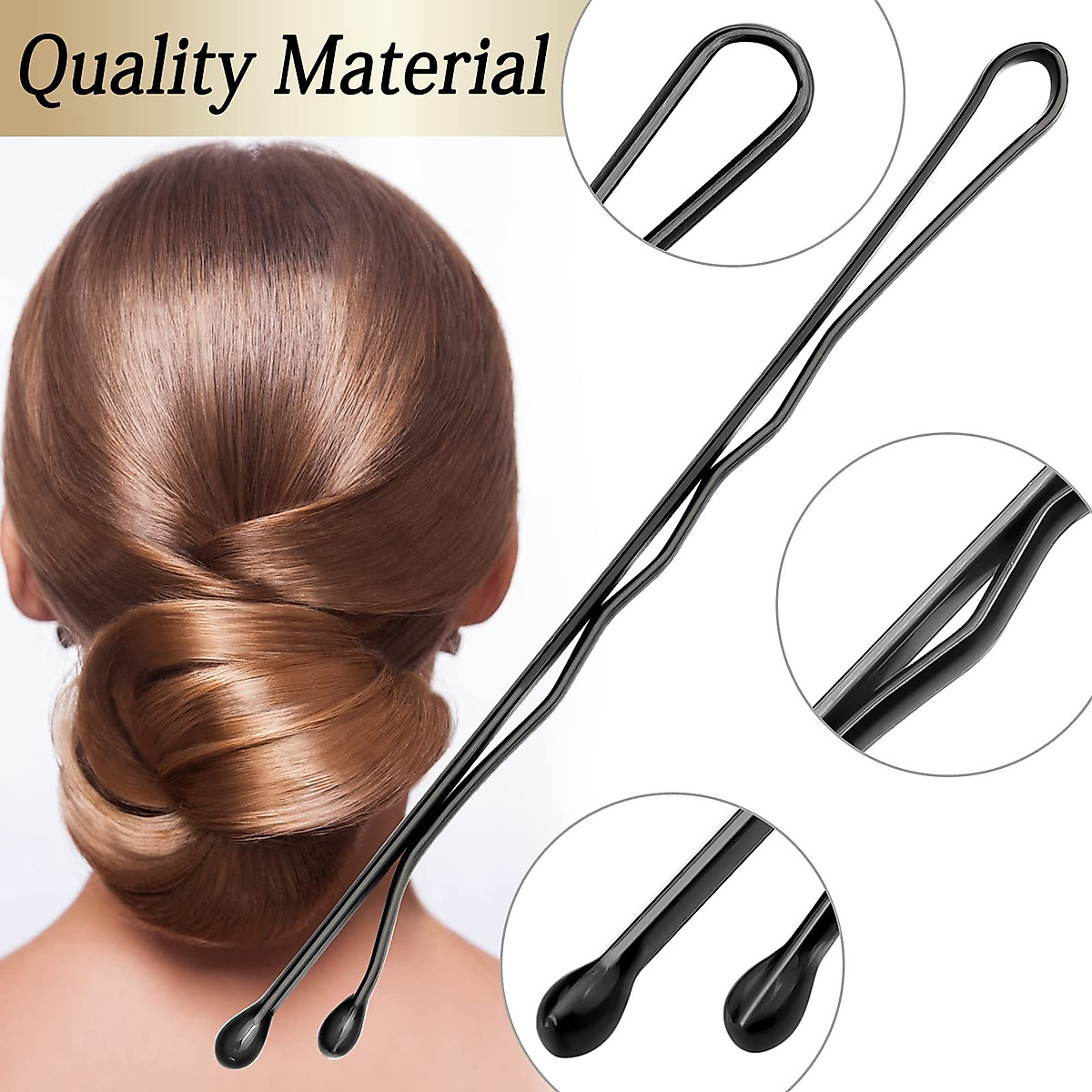 KANPRINCESS 100PCS 2.4Inch Bobby Pins Black,Pain-Free Bobby Pins for All Hair Types,Hair Pins for Women Girls,Hairpins for Buns with Box(Black)