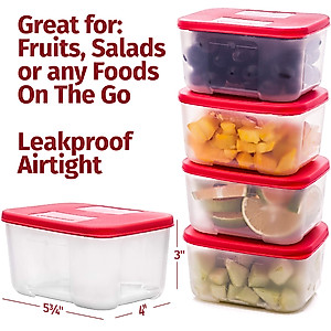 Quicker Defrost- Reusable Freezer Containers with Lids Set of 4-23.5 oz. for Soups, Leftovers, Meal Prep, Food Storage Airtight Food Storage Containers With Lids Plastic Freezer Containers Jars