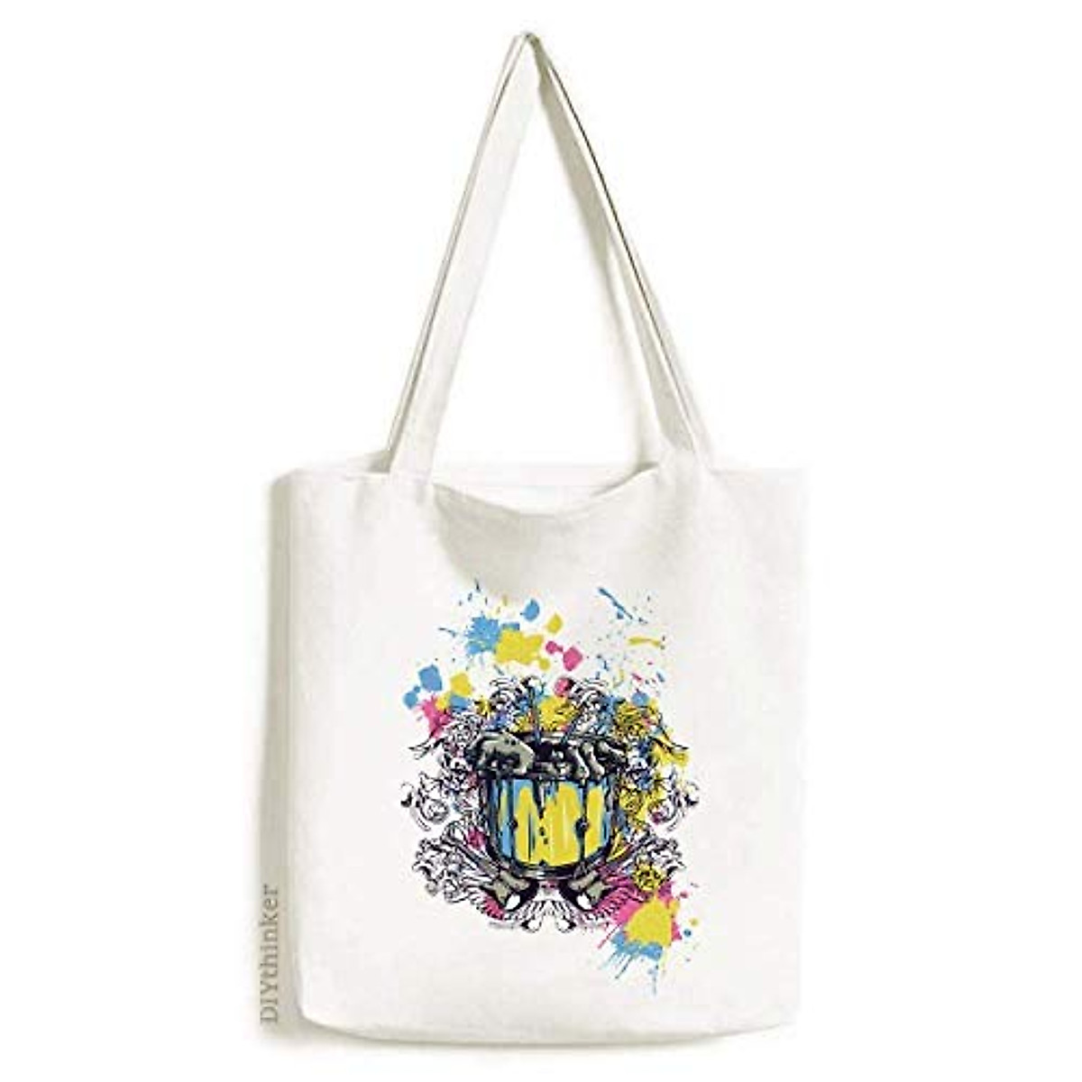 Graffiti Street Barrel Guitar Hands Pattern Tote Canvas Bag Shopping Satchel Casual Handbag