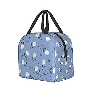 Senheol Cute Daisy Print Lunch Box, Kawaii Small Insulation Lunch Bag, Reusable Food Bag Lunch Containers Bags for Women Men