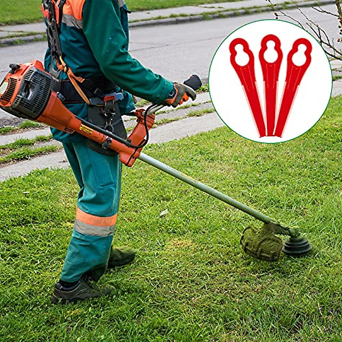 Honoson Plastic Machine Trimming Blades Replacement Plastic Blades Accessories Trimmer Grass Mowing Nylon Blades Garden Lawn Mower Accessories Tools Compatible for PolyCut 2-2 (50, Red)