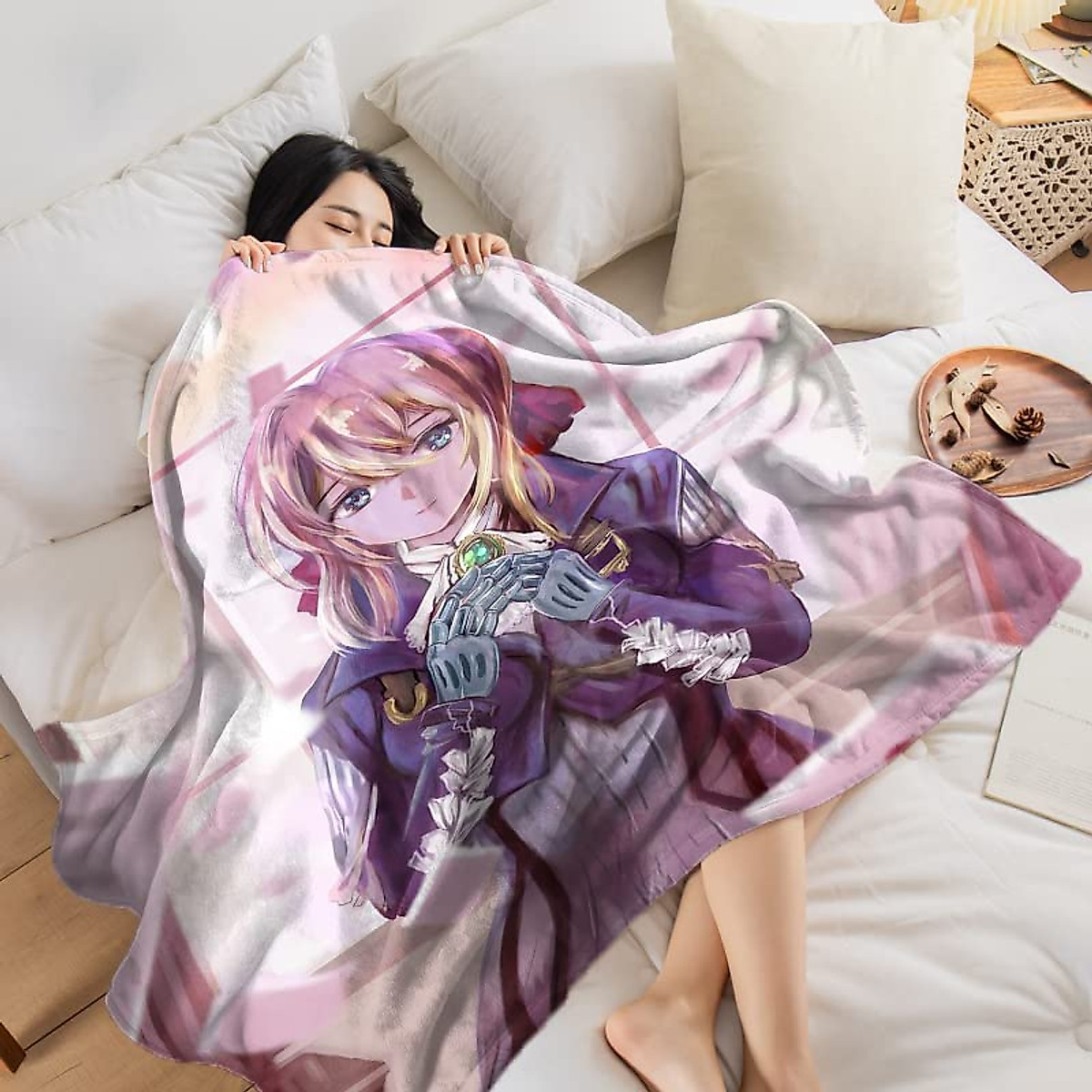 Household Soft Cartoon Anime Violet Evergarden Character Printed Plush Flannel Fleece Throw Blanket Towel Blanket for Couch,80"x60"