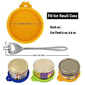COMTIM Cat Food Can Lids, Silicone Pet Food Can Lids Small Cat Food Can Lids Covers for 3 oz Cans, 2 Lids with a Cat Food Spoon