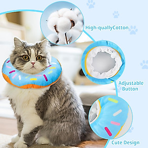 Cat Cone Collar Soft, Adjustable Plush Comfort Pet Elizabeth Circle Soft Cone for Cats Donut Cute Cat Recovery Collar for Cats Small Pet After Surgery Stop Licking Comfortable Cat Cones (M, Blue)