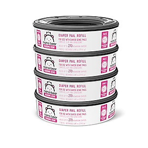 Amazon Brand - Mama Bear Blossoms Scented Diaper Pail Refills for Diaper Genie Pails, 1080 Count (4 Packs of 270 Count)