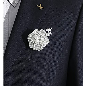 2 Pack Corsage Wristlet Luxury Dazzle Crystal Diamond Boutonniere Set Wrist*1 for bride and Corsage*1 for groom on Wedding Party