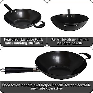IMUSA USA 14" Traditional Nonstick Coated Wok with Triangle Helper Handle