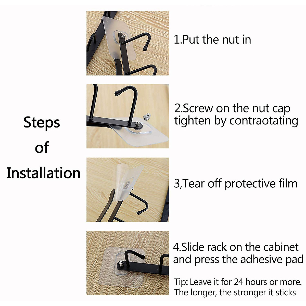 Art Secret 6-Hook Under Cabinet Mug Hanger (a- 3pcs White)