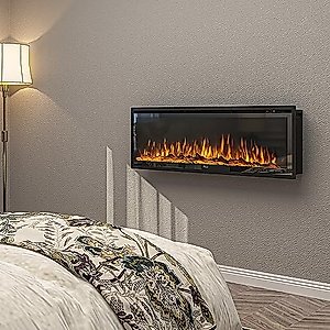 Clihome 50in Electric Fireplace Luxury Fire Places Electric Fireplace Inserts Electric Fireplace Heater Fireplace Decor Fireplace Heater with Timer, Remote Control, Adjustable Flame Color