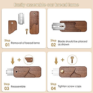 KAITONG Premium Magnetic Bread Lame Dough Scoring Tool, Wooden Hand Crafted Sourdough Lame Bread Scoring Tool, Dough Scoring Knife for Sourdough Bread Baking & Bread Making Tools & 5Razor Blades