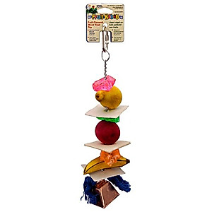 Penn-Plax Bird-Life Fruit Kabob Bird Toy with Bell – Various Textures, Materials, and Colors – Great for Parrots and Large Birds – Extra Large