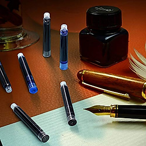 100 Pieces Blue Black Pen Ink Cartridge Fountain Pen Cartridges Refillable Fountain Pen Cartridge, 3.4 mm Bore Diameter