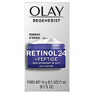 Olay New Regenerist Retinol 24 + Peptide Night Face Moisturizer, Fragrance-Free, Trial Size 0.5 oz