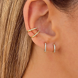 Gold Huggie Hoop Earrings, Tiny Mini Hoop Earrings Set Hypoallergenic Small Gold Hoop Earrings for Women