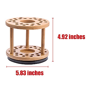 J JACKCUBE DESIGN 360 Rotating Paint Brush Holder Bamboo Watercolor Artist Brush Water Coloring Organizer Display Stand Tray Rack with 27 Holes and 1 Big Hole – MK441A