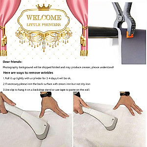 Royal Princess Baby Shower Backdrop Welcome Little Princess Birthday Party Photography Backdrop Pink Curtain Golden Crown Background Baby Little Girls Shower Decorations 7x5ft (Pink Princess)