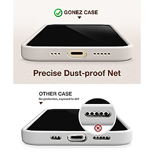 GONEZ for iPhone 14 Pro Case, with 2 Pack Screen Protector + 2 Pack Camera Lens Protector, Soft Anti-Scratch Microfiber Lining, Shockproof Protective Liquid Silicone Phone Cover 6.1'', Stone