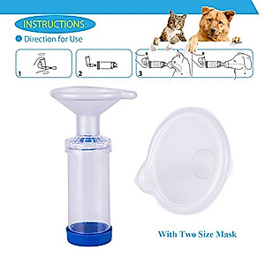 Free-Space Cat/Dog Inhaler Spacer,Feline/Cannie Aerosol Chamber Inhaler for Cats/Dogs,Come with 2 Size Mask and Instruction (Two Mask)