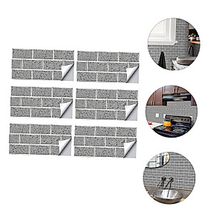 Homoyoyo 6pcs Stove Oil Proof Wall Sticker Kitchen Cabinet Decor Wedding Stickers Vinyl Floor Tile Stickers Oilproof Kitchen Backsplash Vinyl Wall Tiles Cupboard PVC Mural