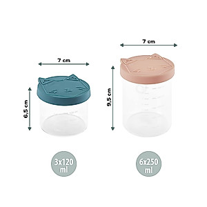 Babymoov ISY Baby Glass Food Jars, Set of 9 (6 x 8.5oz + 3 x 4oz) BPA-Free Borosilicate Storage Containers, Leakproof Silicone Lids, Microwave, Freezer & Dishwasher Safe, Baby Registry Essential