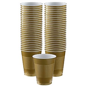 Premium Gold Plastic Cups - 18 oz (50 Pack) - Elegant & Heavy-Duty Design - Perfect for Parties, Events & Everyday Use