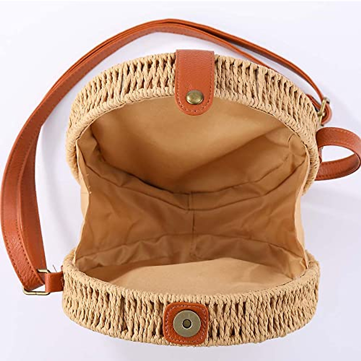 YXCXGO Straw Bag Women Shoulder Bags Summer Woven Rattan Bag Beach Purse Straw Crossbody Bag (Round)