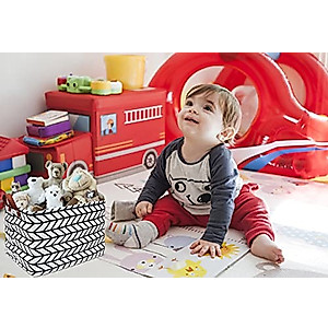 HIYAGON Kids Storage Basket Gift Basket Empty Baby Basket for Boys and Girls Toy Storage Bin Organizer Box Rectangular Room Decor for Home,Books(Black arrow)