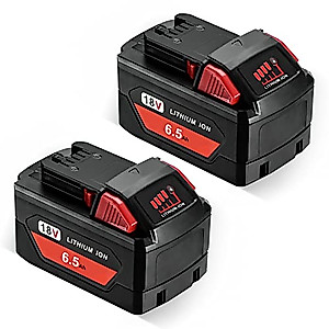 2Packs 6500mAh M18 Battery Compatible with Milwaukee 18V Battery for 48-11-1820 48-11-1850 48-11-1828 48-11-10 48-11-1815 48-11-1852 48-11-1822 48-11-1811 48-11-1840 Cordless Power Tools Batteries