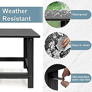 Meluvici Outdoor Side Table, HDPS Single Adirondack Side Table Weather Resistant, Outdoor Table for Adirondack Chair, Outside End Table for Patio, Pool, Deck, Porch, Outdoor or Indoor Use, Black