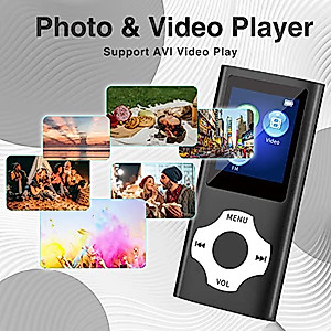 MP3 Music Player with Bluetooth 5.0, Mp3 Player with 32GB TF Card,FM Radio,Earphone, Portable HiFi Music Player with Voice Recorder/Video/Photo Viewer/E-Book Player for Kids,Running,Walking (Black)
