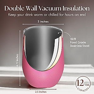 shop4ever Breast Cancer Awareness Pink Ribbon Heart Engraved Insulated Stainless Steel Wine Tumbler with Lid 12 oz. Gift for Her (Sparkly Pink)