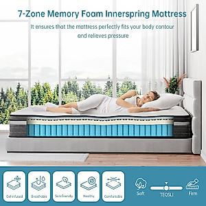 TeQsli Twin Mattress, 10 Inch Twin Mattress Hybrid, Gel Memory Foam with Twin Size Mattress in a Box & Individually Pocketed Springs for Pressure Relief