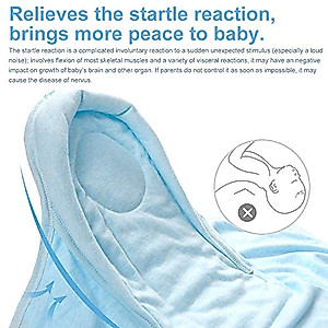 Knirose Swaddle Blankets, Unisex Baby Wrap for Newborn Baby Boys Girls with Head-Protecting & Head-Supporting Function, Wearable Swaddle Sleep Sack Made of Combed Cotton (Button, Blue, 0-3 Months)