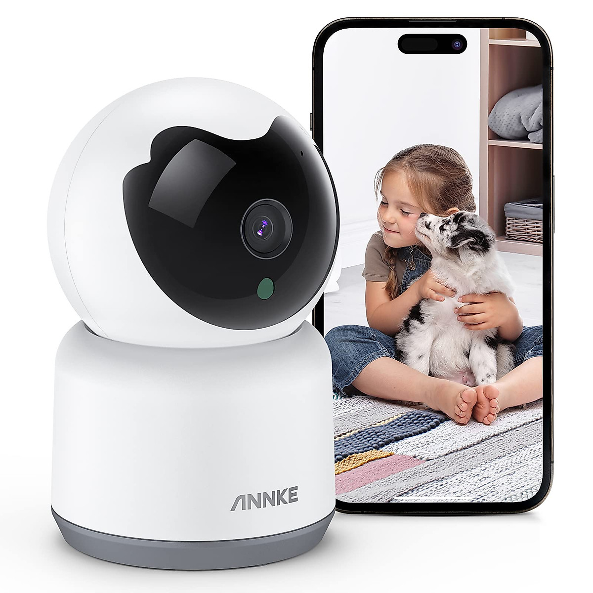 ANNKE Crater 2-2K WiFi Pan Tilt Smart Security Camera, Upgraded 3MP Baby/Pet Monitor, Indoor IP Camera 360-degree with Two-Way Audio, Human Motion Detection, Cloud & SD Card Storage, Works with Alexa