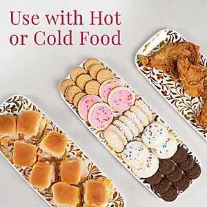 Prestee Disposable Serving Trays and Platters for Serving Food, 3pk - Gold Serving Tray, Plastic Serving Trays for Party, Plastic Serving Platter, Dessert Trays for Dessert Table for Christmas Holiday