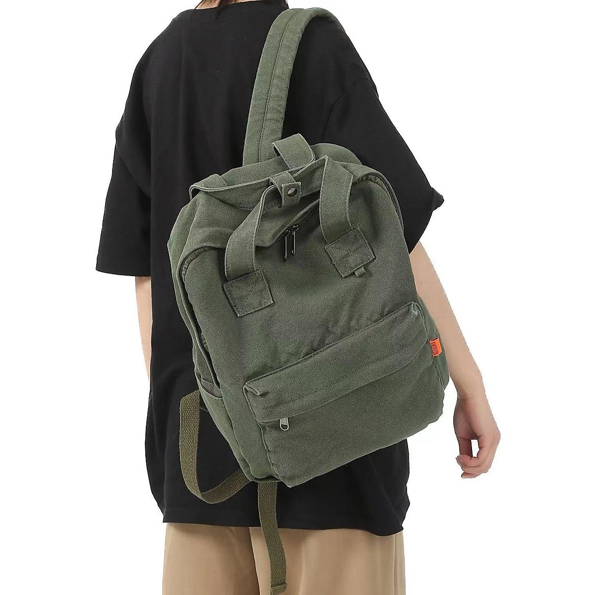 MaxxCloud Vintage Canvas Backpack Daypack Tote Satchel Hiking Knapsack Travel Backpack Handbag Purse Rucksack(583 Olive)