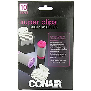 Conair Hot Roller Super Clips, White, Set of 10