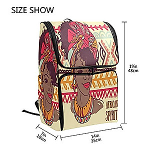 MRMIAN Beautiful African American Woman Large Capacity School Backpack Bookbag for Collage Students Women Man Travel Hiking Camping Daypack 19x14x7 Inches