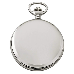 Gotham Men's Chrome Plated Brass Double Cover Exhibition Mechanical Pocket Watch # GWC18804S