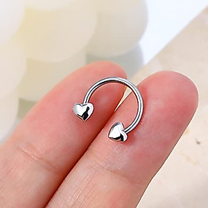 Jewseen 16G Septum Rings Heart Cartilage Earring Hoop 316L Stainless Steel Helix Earring Daith Earring Nose Ring Hoop Septum Piercing Jewelry for Women and Men